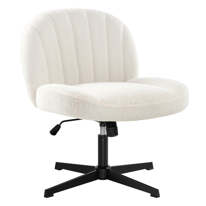 Armless Office Desk Chair No Wheels Ergonomic Criss Cross Legged Computer Stuhl mit Stoff gepolstert hohenverstellbar breiten Sitz Vanity Chair Mid